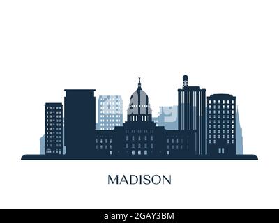 Outline Madison Wisconsin City Skyline with White Buildings. Vector ...