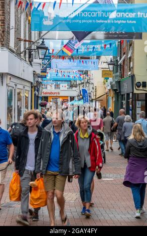 cowes week spectators. tourists and yachtsmen spectating at the royal ...