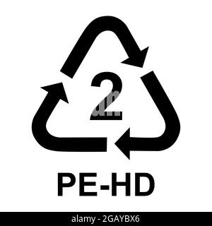 Plastic recycling symbol HDPE 2. Plastic recycling code HDPE 2, vector ...