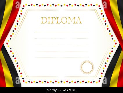 Horizontal frame and border with Uganda flag, template elements for ...