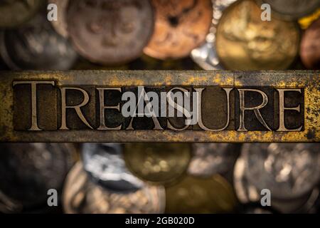 Shrinkflation text on vintage textured grunge copper and gold ...