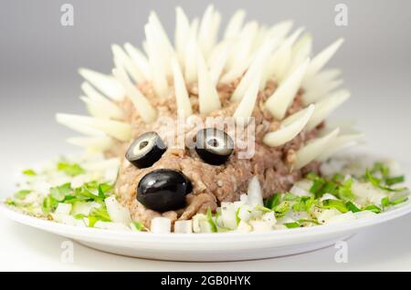 Traditional German dish called Mettigel, Mett served as a Mett hedgehog ...