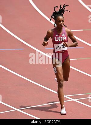 United States' Anavia Battle competes in the women's 200 meters heats ...