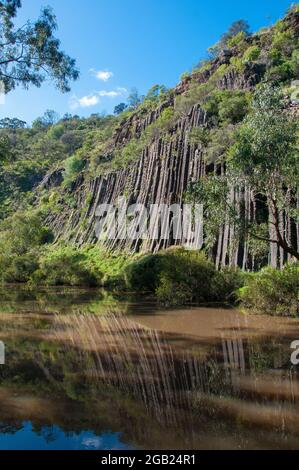 Columnar basalt formation at the edge of an ancient lava flow, Organ ...