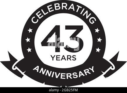 43th year anniversary logo design vector template Stock Vector Image ...
