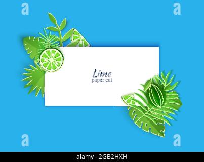 Rectangular white note sheet decorated with jungle paper cut green ...