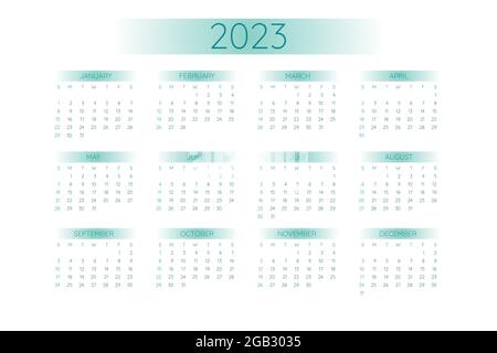 Pocket calendar on 2023 year, French. rainbow horizontal calendar. Week ...