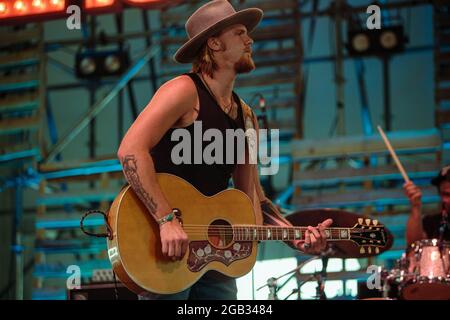 SInger Jackson Dean performs on the Next to Nashville Stage during day ...