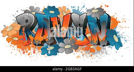 Graffiti styled Name Design - Raven Cool legible graffiti art Stock ...