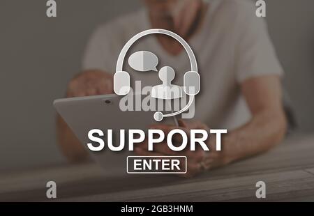 Support concept illustrated by a picture on background Stock Photo - Alamy