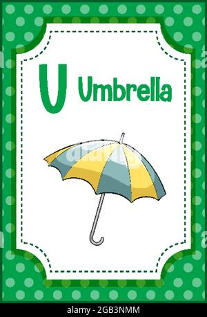 Vocabulary flashcard with word Umbrella illustration Stock Vector Image ...