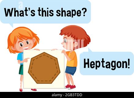 Heptagon cartoon geometric shape for kids to learn basic math education ...