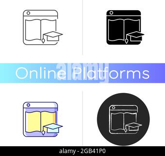 Learning platforms white linear icon for dark theme Stock Vector Image ...