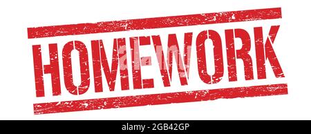 HOMEWORK text on red grungy rectangle stamp sign Stock Photo - Alamy