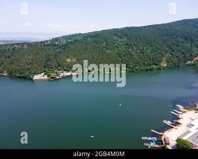 Aerial summer view of Pancharevo lake, Sofia city Region, Bulgaria ...