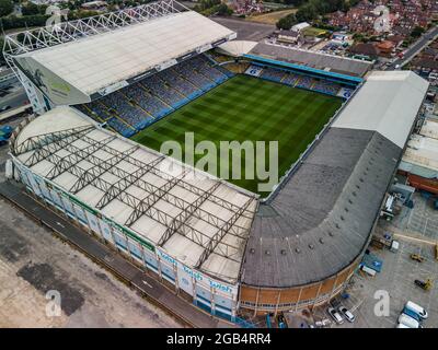 Aerial photo of the Elland Road football stadium in Leeds, West ...