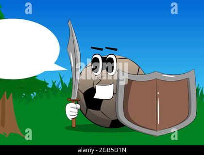 Soccer ball knight holding a sword and shield. Traditional football ...