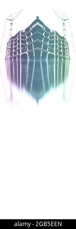 Multicolored print of a multi-storey residential building under ...