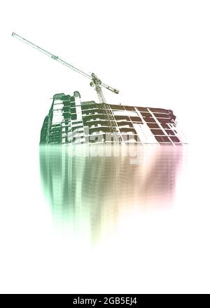 Multicolored print of a multi-storey residential building under ...