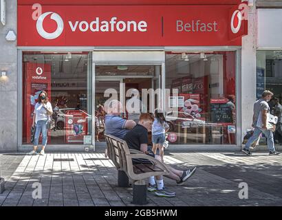Vodafone Store in Donegall Place, Belfast, Northern Ireland Stock Photo ...