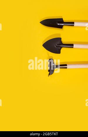 Garden hoe rake yellow color isolated on transparent background, view ...
