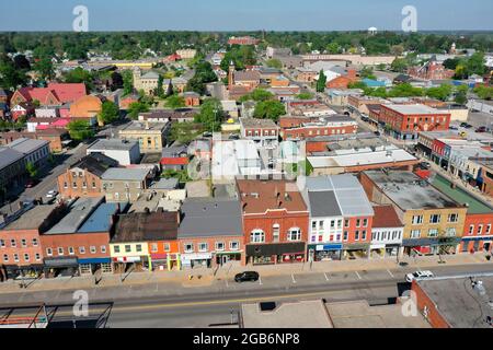 Aerial view of the intersection of Simcoe Street and Adelaide Street ...