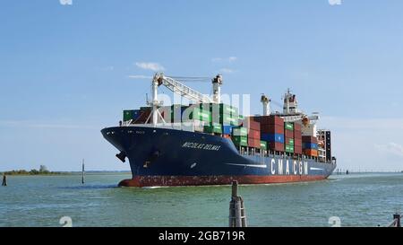CMA CGM Container ship Nicolas Delmas arrives in the Venice port on ...