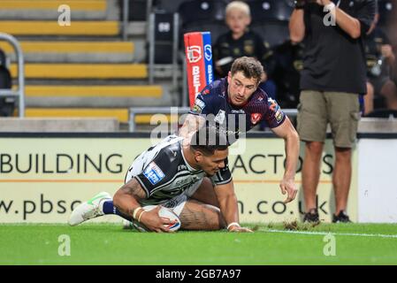 Bureta Faraimo (2) of Hull FC goes in for the try in, on 8/21/2021 ...
