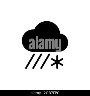 Raincloud with snow vector glyph icon. Meteorology sign. Graph symbol ...