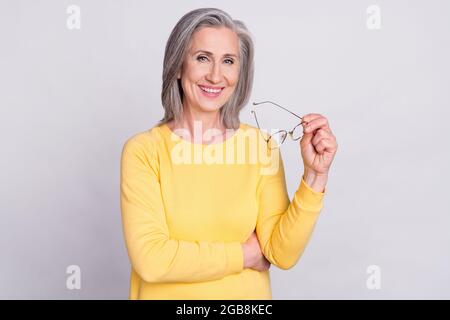 Photo of happy good mood beautiful charming afro woman look copyspace ...