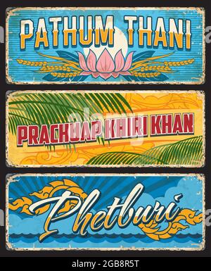 Phetburi Thailand province sign, Thai metal plate, vector. Thai ...