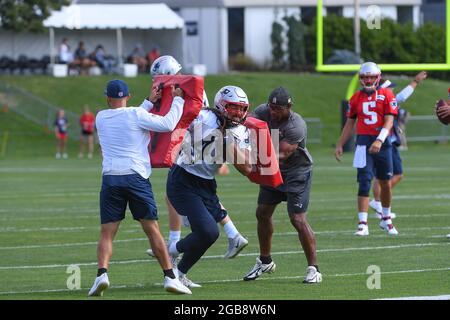 New England Patriots fullback Jakob Johnson (47) prior to an NFL ...