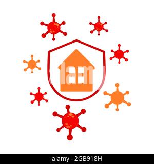 home with virus and shield illustration design. pandemic virus ...