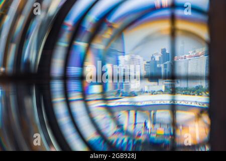 Close up of the lantern reflector of a Lighthouse, abstract view Stock ...
