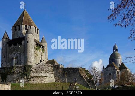 Tour Cesar, Caesar's Tower, the only octagonal donjon on a quadrangular ...
