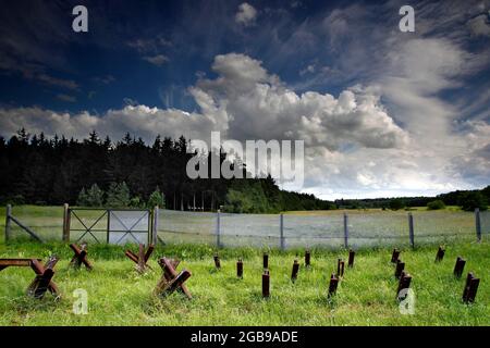 Border fortification with border fence, expanded metal fence, border ...