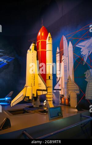 A model of a space shuttle displayed at NASA Johnson space center in ...