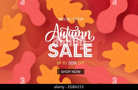 Autumn colorful . Leaves fall off the tree. Sale Background Decorated ...