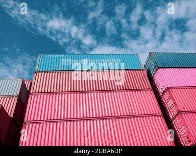 container yard blue sky for letters Stock Photo - Alamy