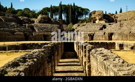 Detail of the arena or coliseum for Roman games within the city of ...