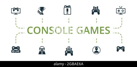 Computer Games icon set. Contains editable icons video games theme such ...