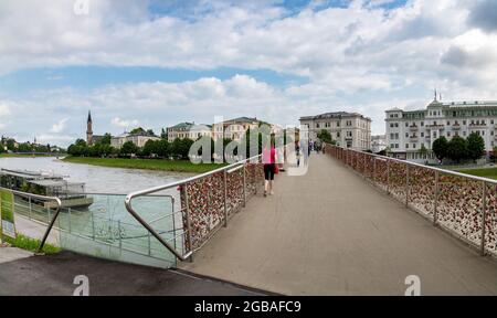 the padlocks bridge in salzburg, austria Stock Photo - Alamy