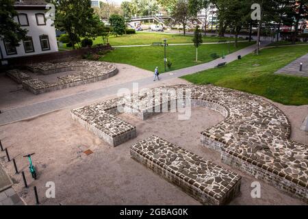 foundation wall of the east gate of the Late Roman fort Divitia in the ...
