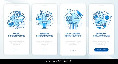 Smart city infrastructure blue onboarding mobile app page screen Stock ...
