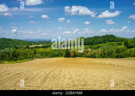 Landscape on the Tortona hills (Colli Tortonesi), in the Alessandria ...
