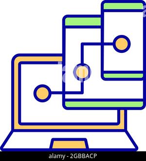 Cross device sync RGB color icon Stock Vector Image & Art - Alamy
