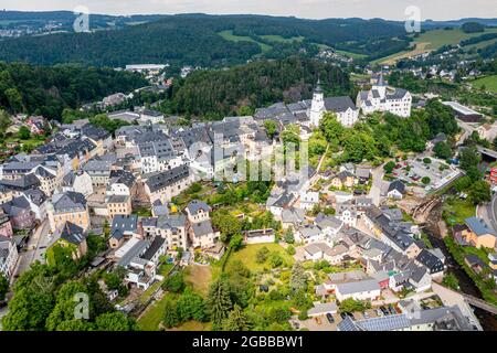 Aerial of St. -Georgen-Kirche and Palace, Unesco site Ore mountains ...