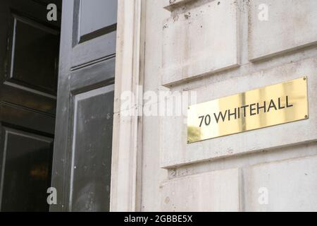 The entrance to the Cabinet Office at 70 Whitehall. The Cabinet Office ...