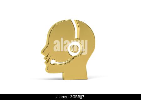 Golden 3d call center agent icon isolated on white background - 3d ...