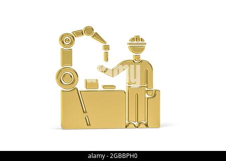 Golden 3d production worker icon isolated on white background - 3D ...